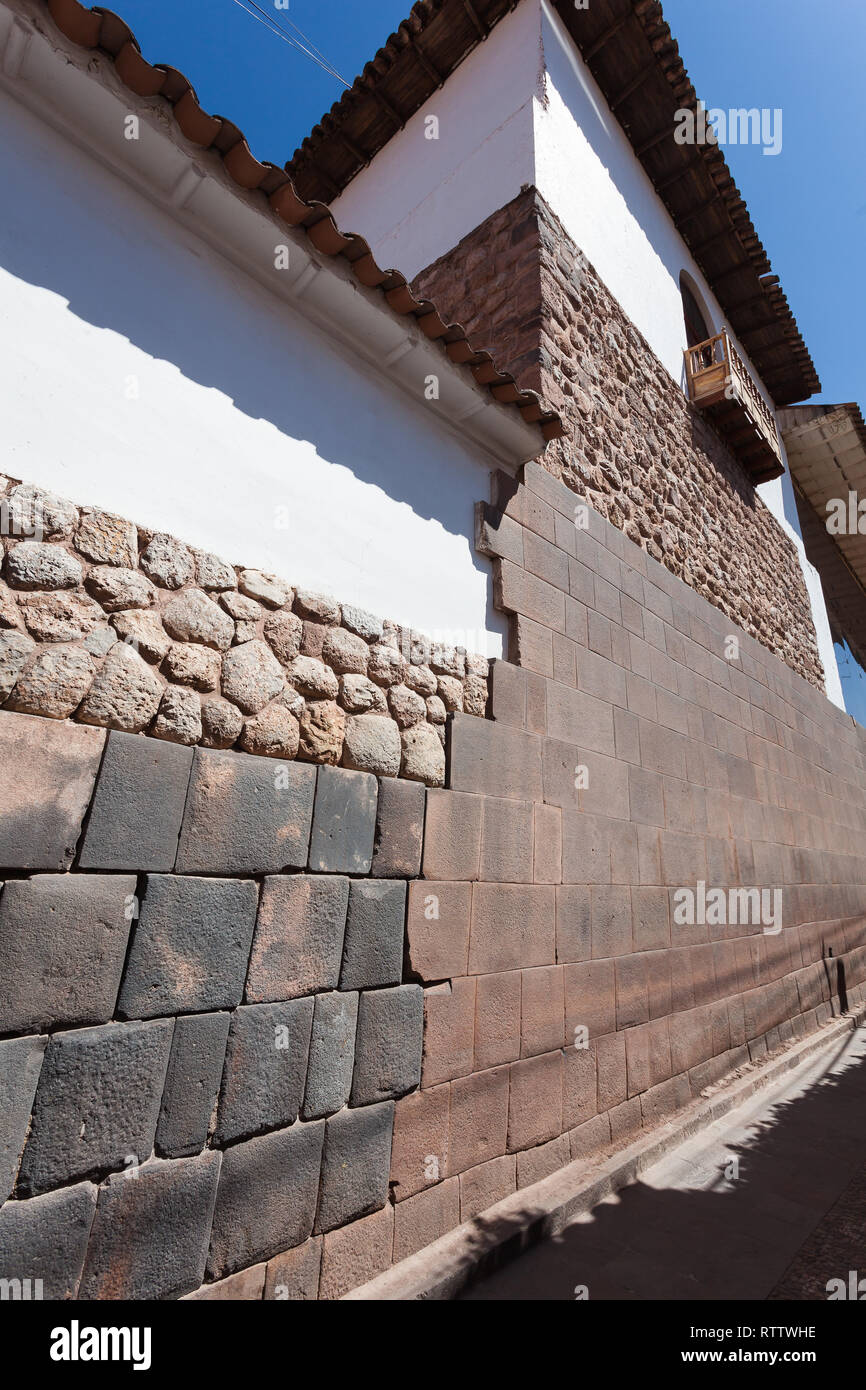 Inca walls in the streets of Cusco, stones carved for a perfect ...