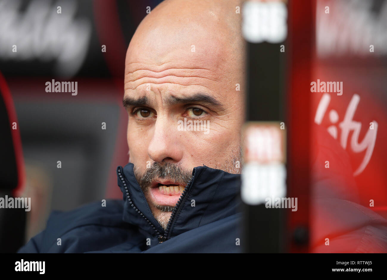 Manchester City manager Pep Guardiola before the Premier League match ...