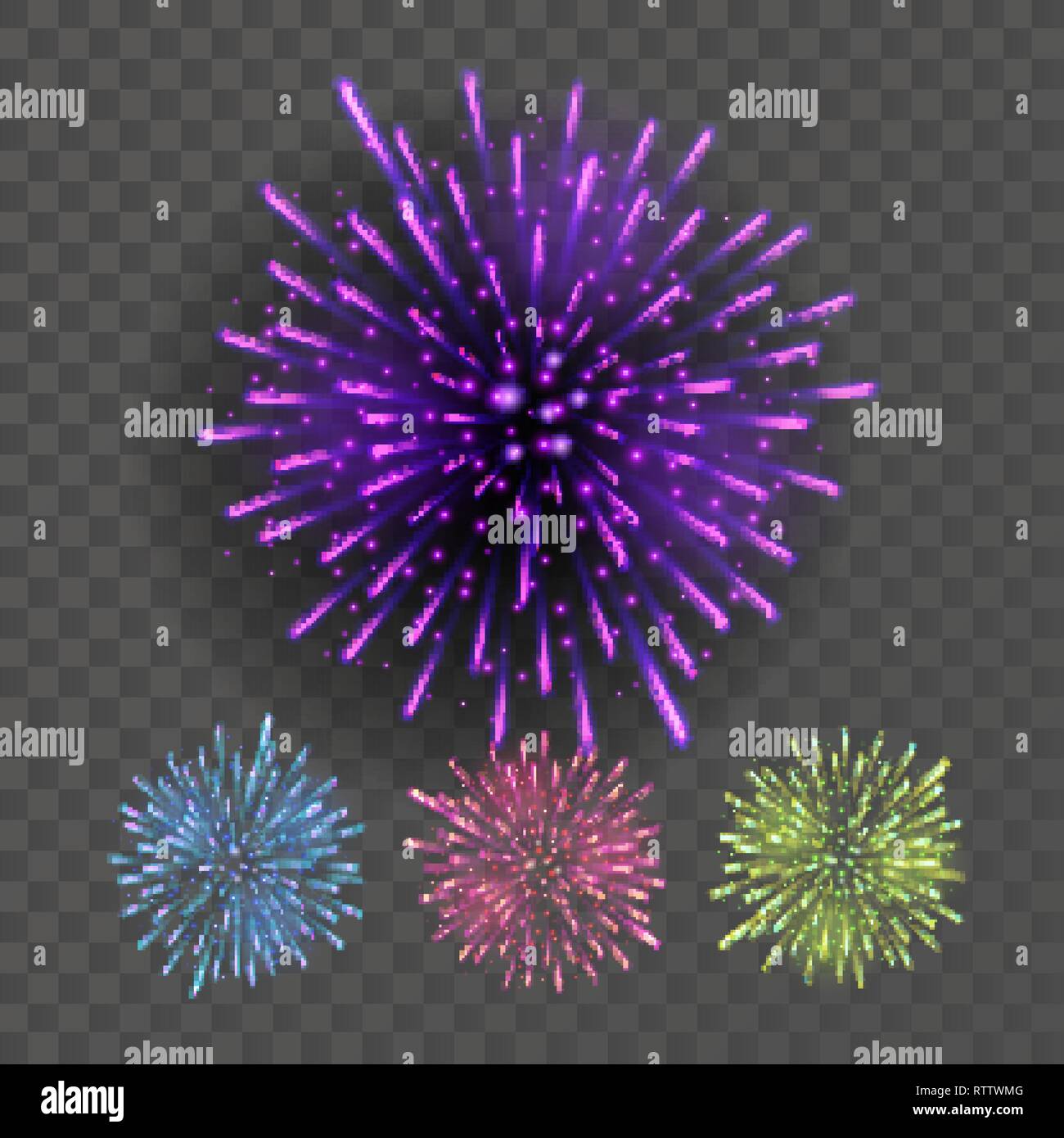 Firework Vector. Night Sky Design Salute Effect. Isolated On ...