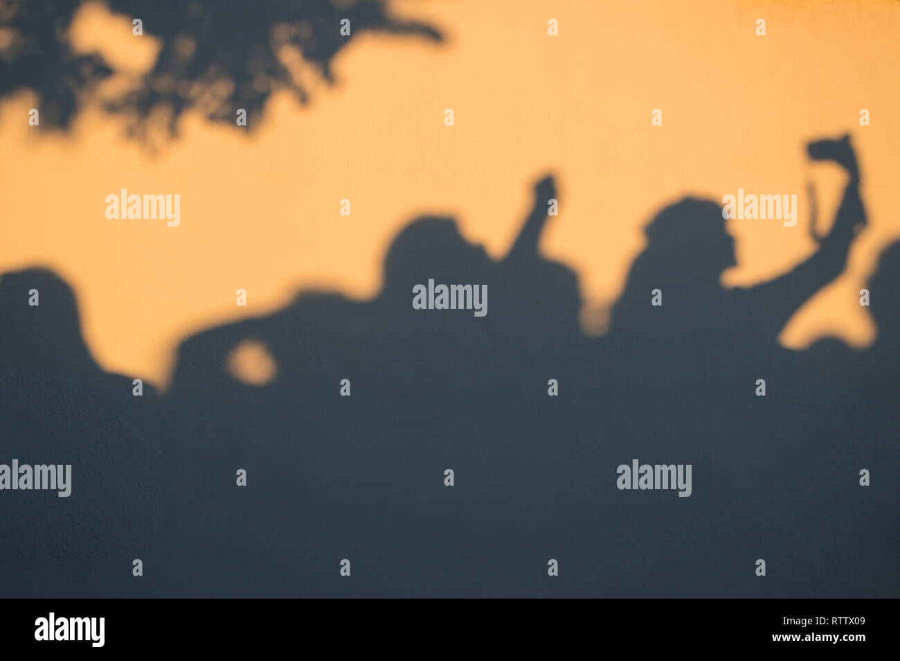 Shadows of People Gathering, Photographing, Watching Sunset in the Old ...