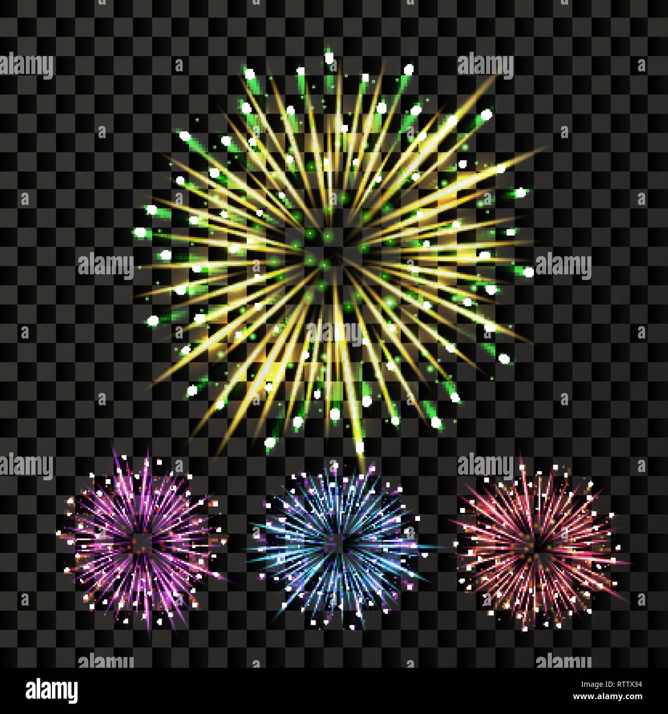 Firework Vector. Bright Pyrotechnic Petard Rocket. Isolated On Transparent Background Realistic ...