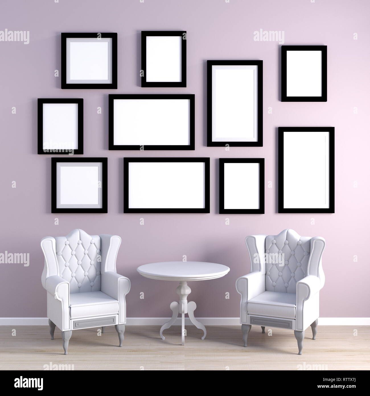 Blank Photo Frames for Template on a Wall Stock Photo - Alamy