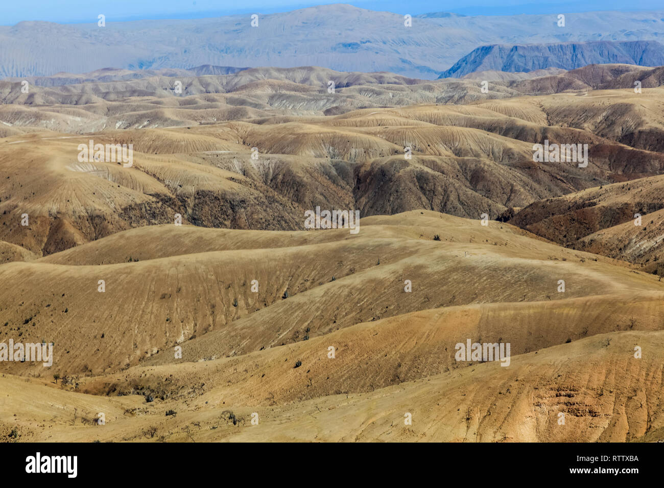 Desert and eroded area of the Peruvian Andes, Ica region Stock Photo ...