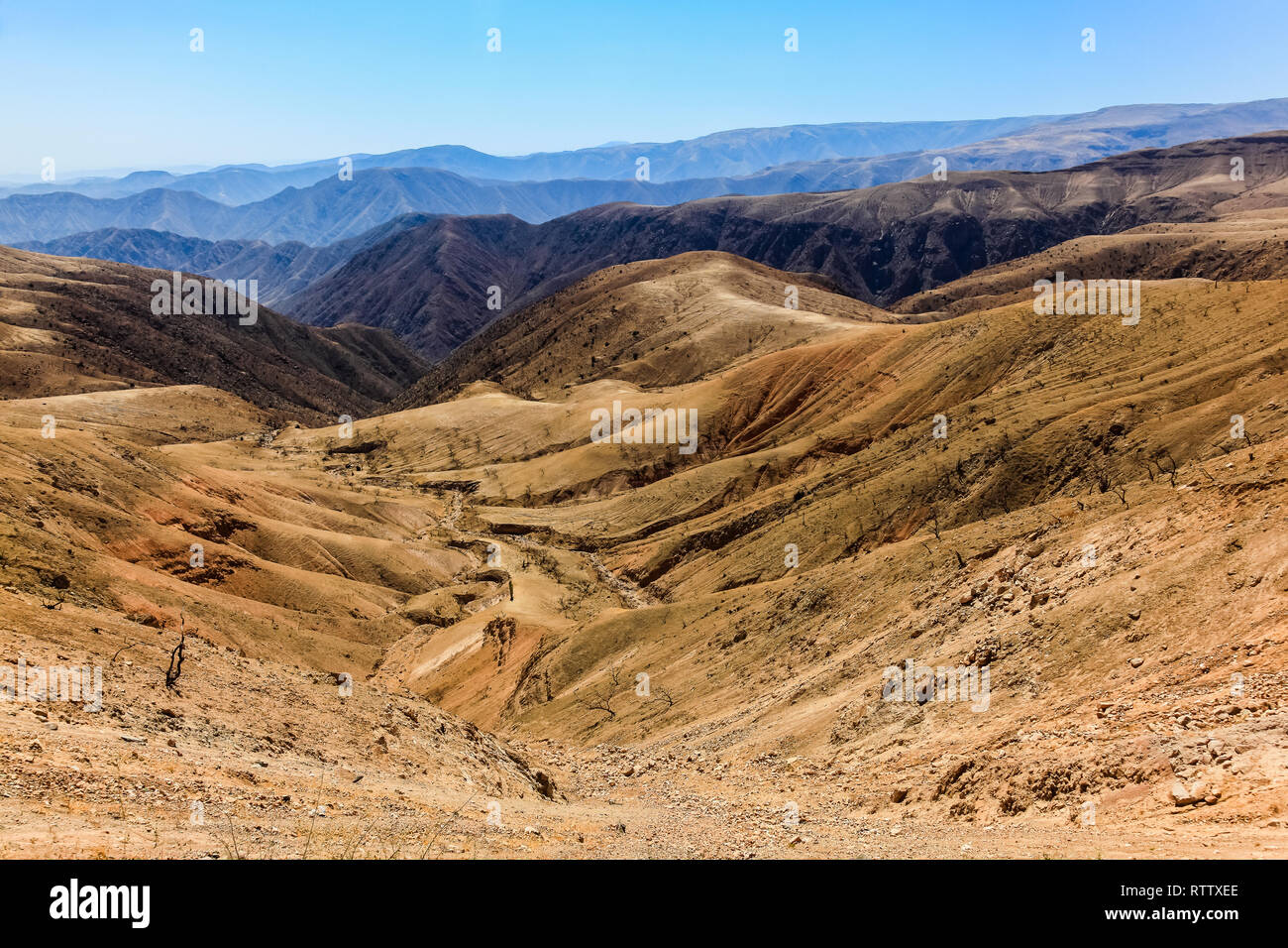 Desert and eroded area of the Peruvian Andes, Ica region Stock Photo ...