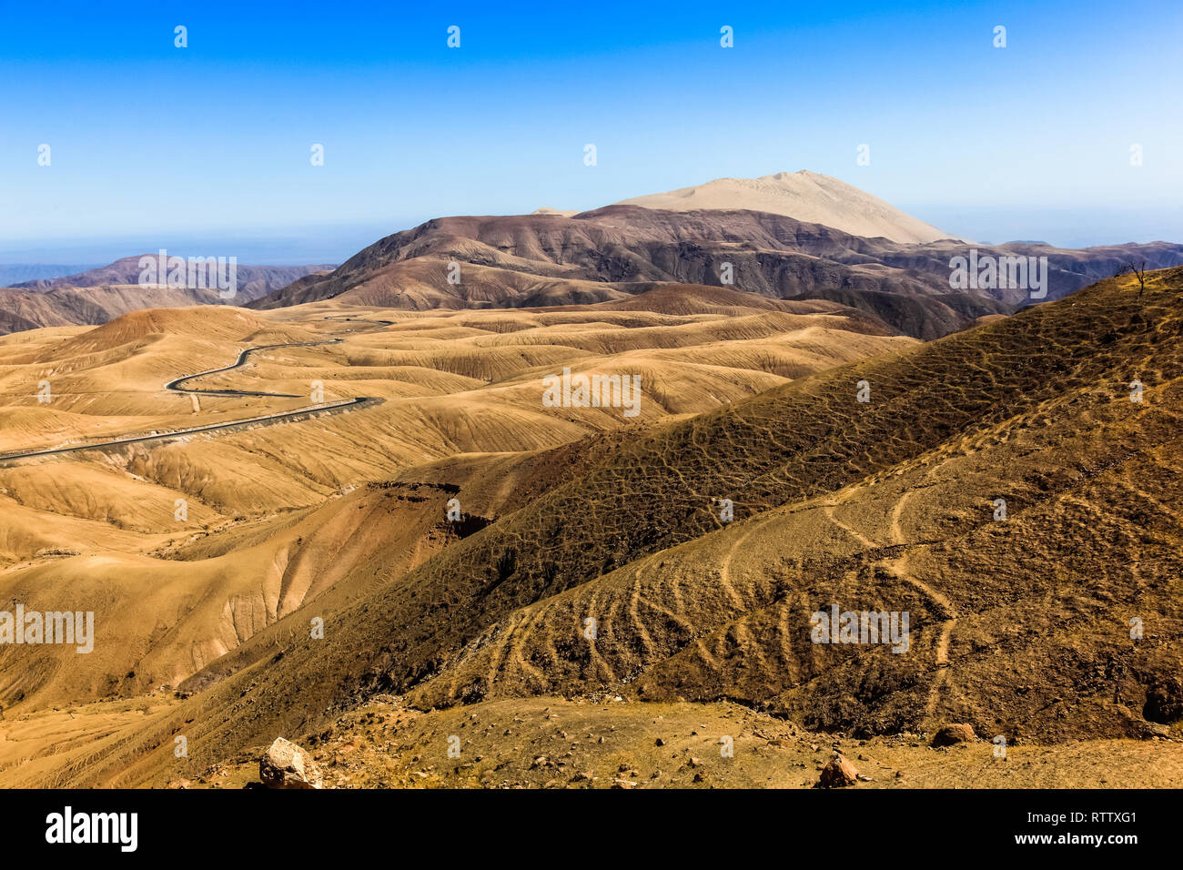 Nazca-Abancay highway that ascends through the desert to the Peruvian ...