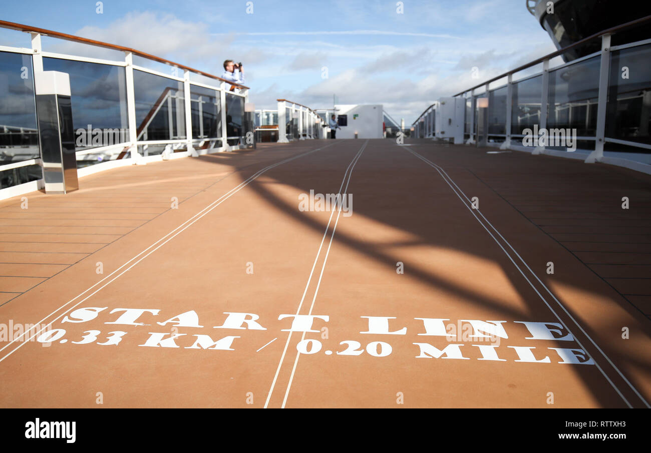 General view of the speed walking and running track on board the new ...
