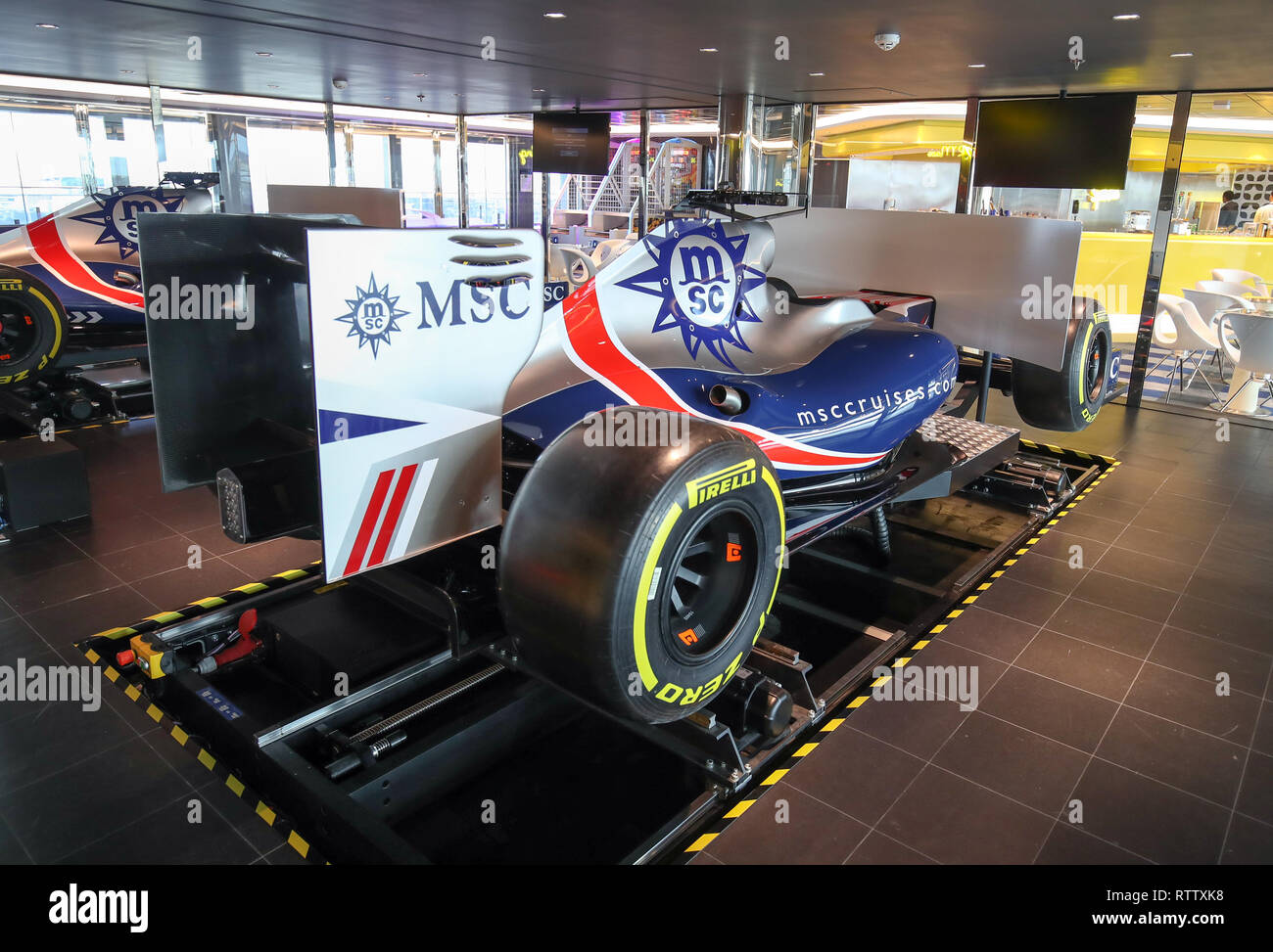 General view of the Formula One simulator on board the new MSC Cruise ...