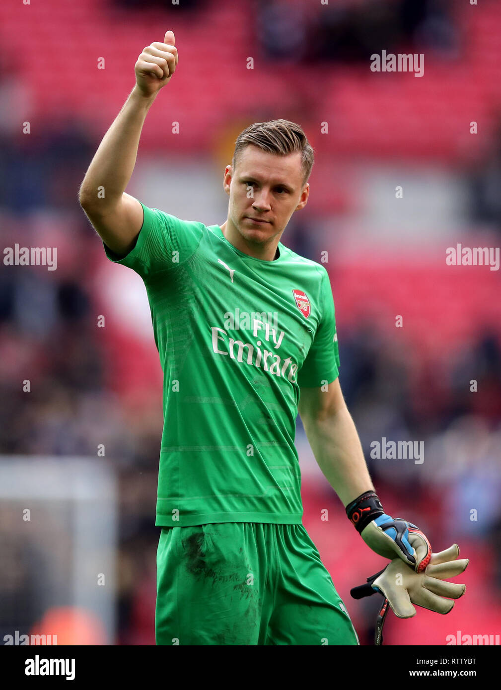 Arsenal's goalkeeper Bernd Leno after the Premier League match at ... Arsenal's goalkeeper Bernd Leno after the Premier League match at ...