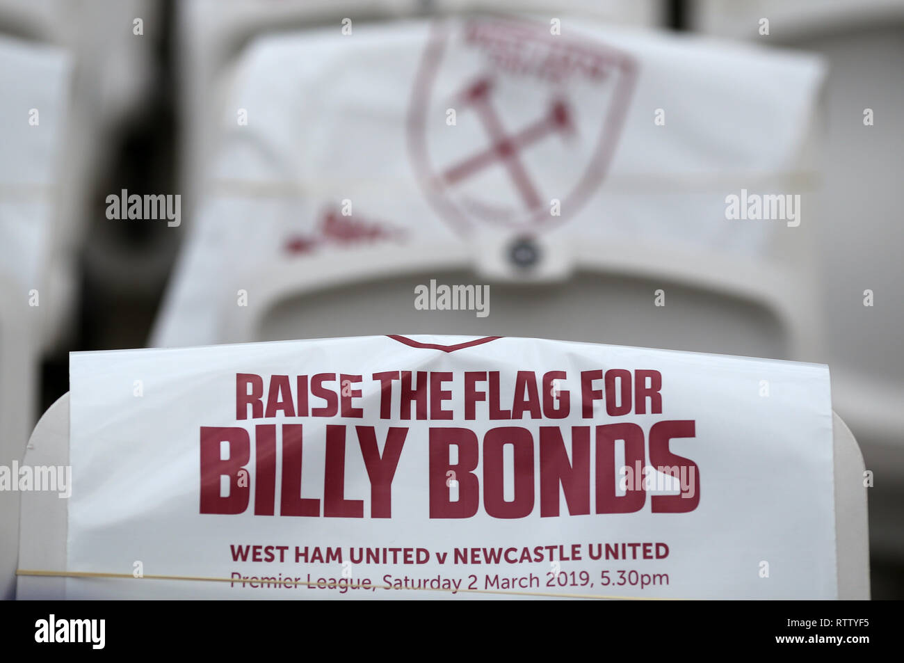 A general view of chairs in the new Billy Bonds stand during the ...