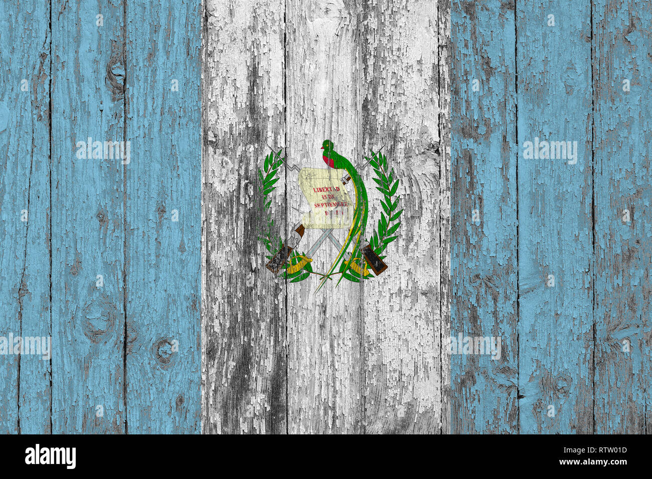 Flag of Guatemala painted on worn out wooden texture background Stock ...