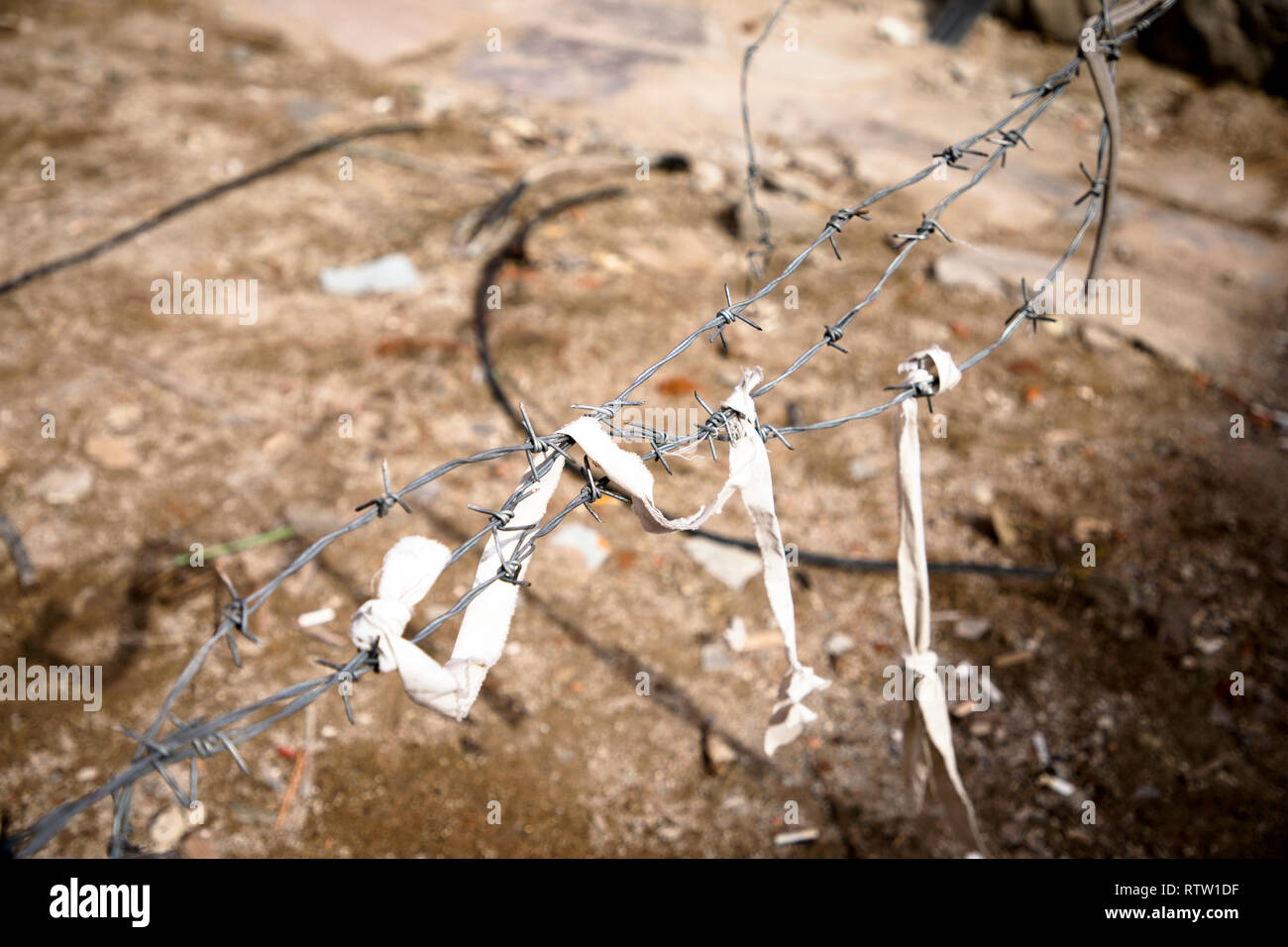 Barbed wire on a brown background, Barbed wire on abstract background ...