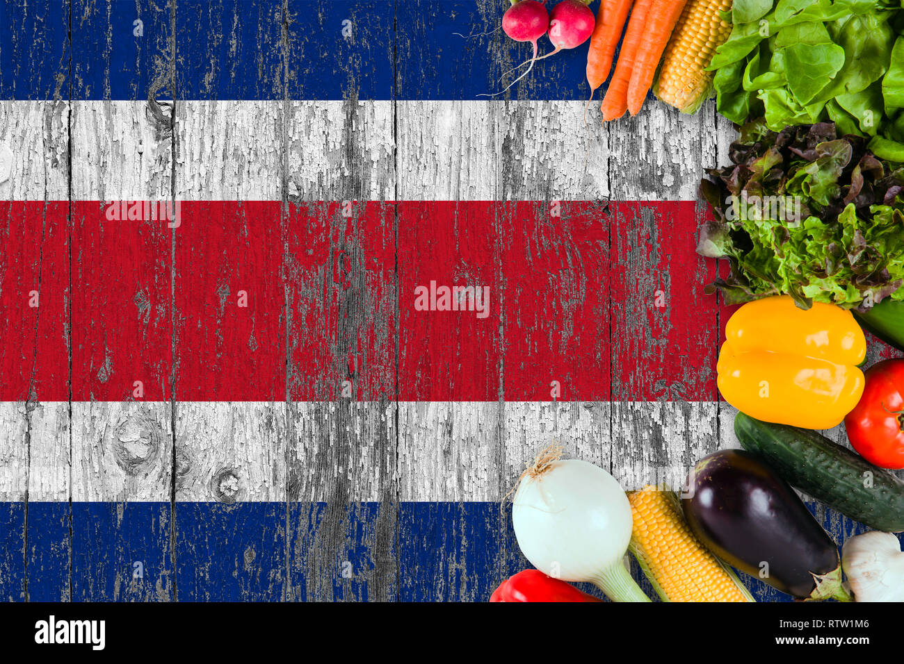Fresh vegetables from Costa Rica on table. Cooking concept on wooden ...