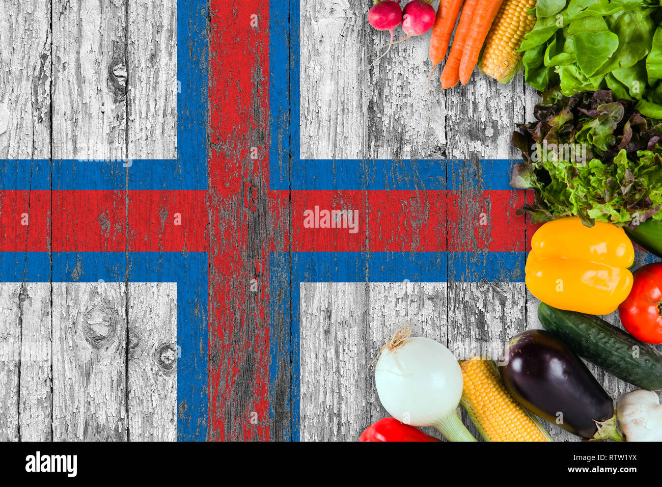 Fresh vegetables from Faroe Islands on table. Cooking concept on wooden ...