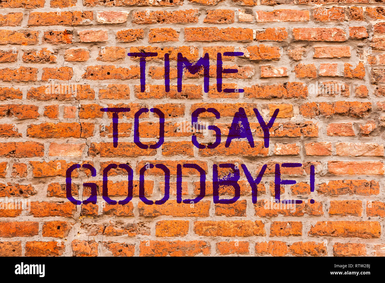 Conceptual hand writing showing Time To Say Goodbye. Business photo ...