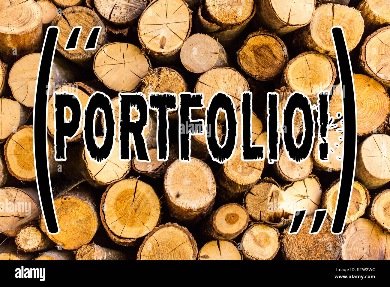 Handwriting text Portfolio. Concept meaning Examples of work used to ...