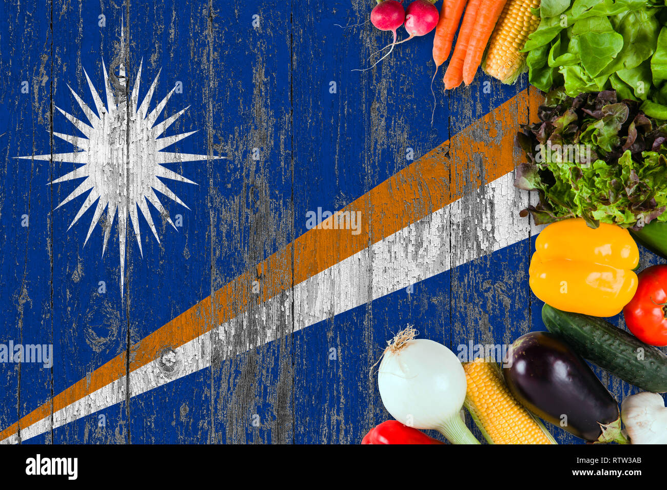 Fresh vegetables from Marshall Islands on table. Cooking concept on ...