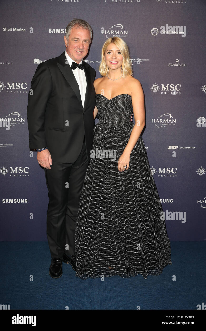 Pierfrancesco Vago, Executive Chairman of MSC Cruises and Holly Willoughby arrive for the naming ...