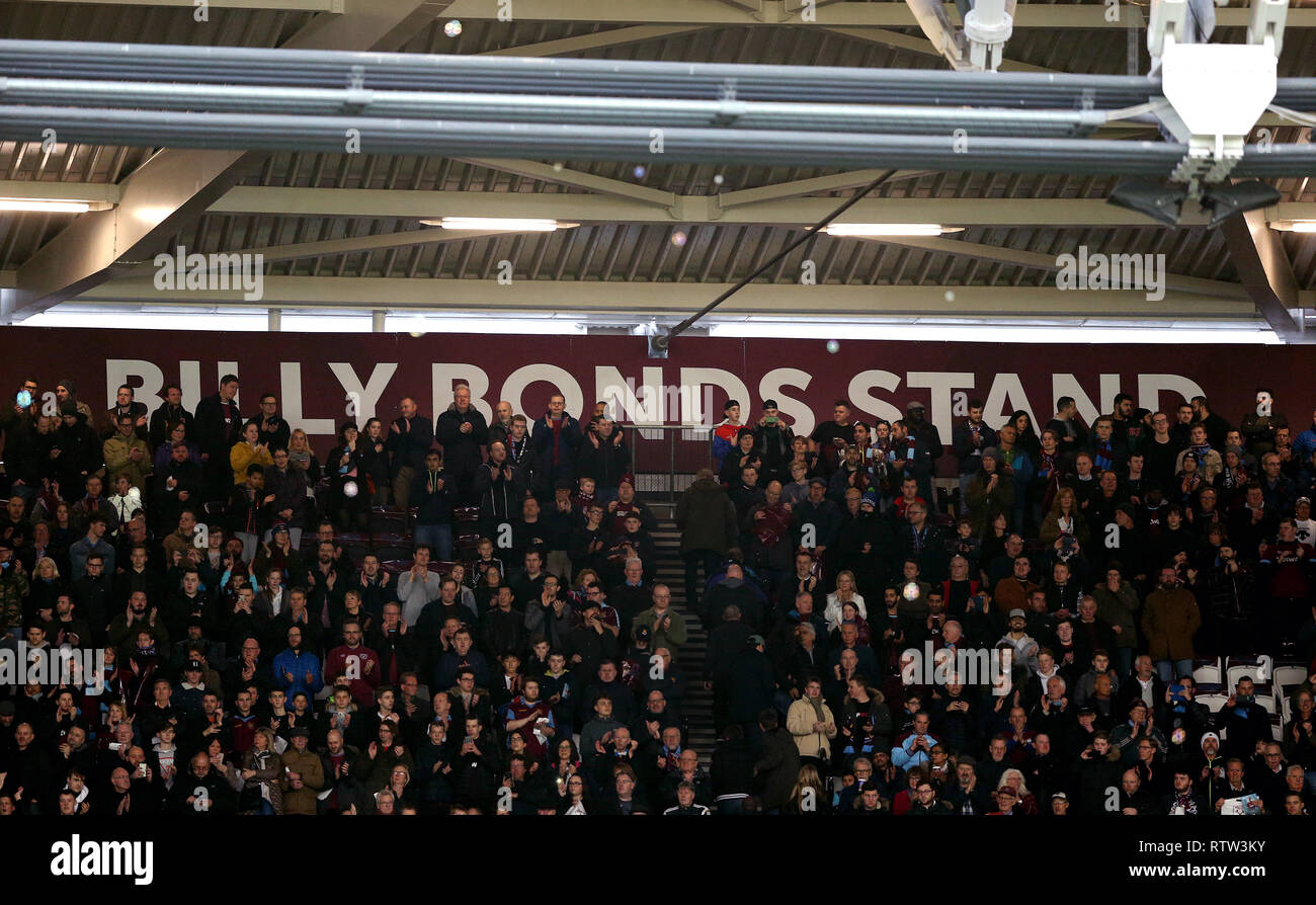 Fans in the Billy Bonds Stand during the Premier League match at London ...