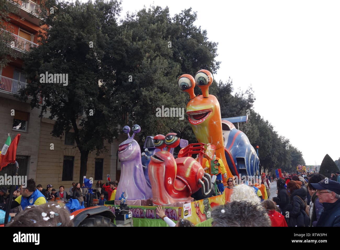 VERONA,ITALY-MARCH 2019: chariots and masks parade during carnival of ...