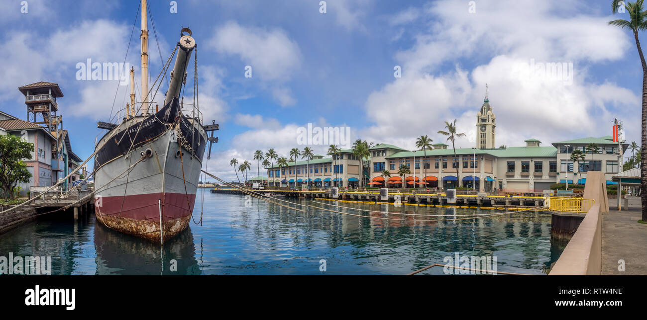 The sailing ship Falls of Clyde on August 6, 2016 in Honolulu Harbor ...