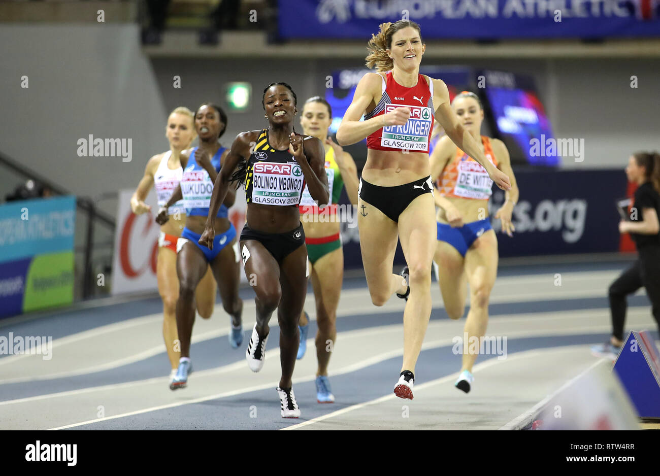 Switzerland's Lea Sprunger (right) and Belgium's Cynthia Bolingo Mbongo ...