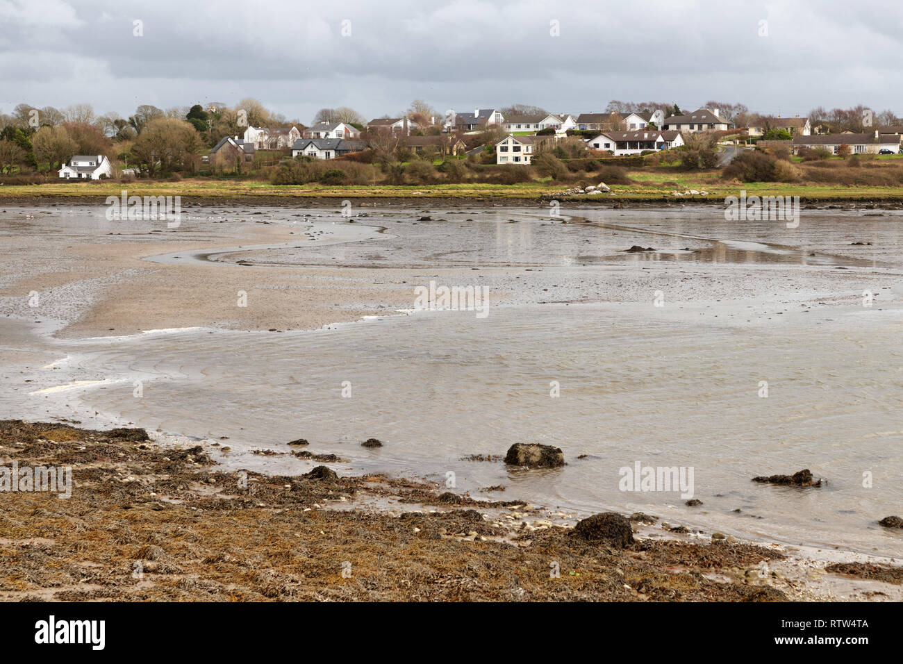 Houses and beach in Oranmore, Galway bay, Galway, Ireland Stock Photo ...