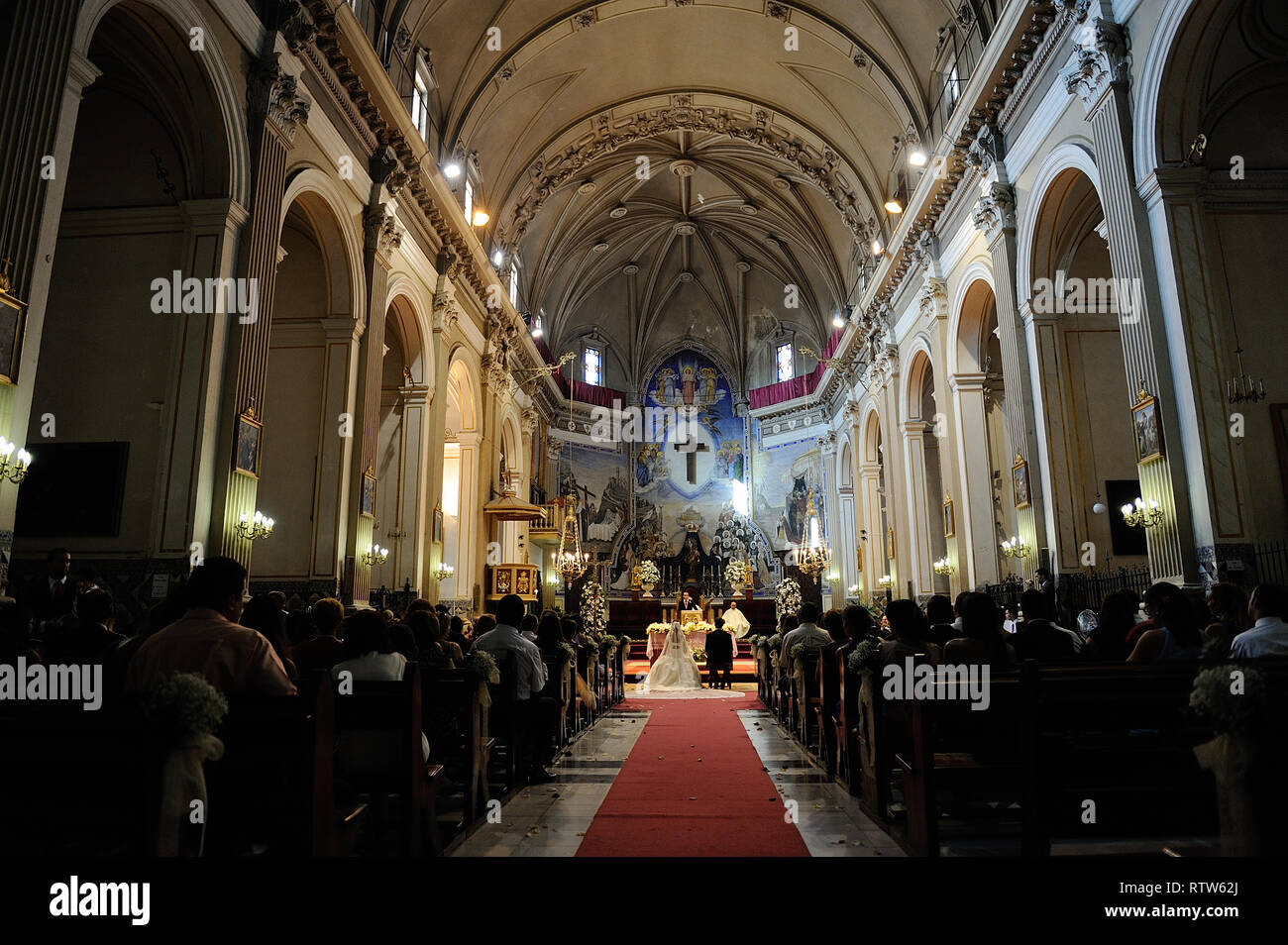 colorful church interior during wedding celebration Stock Photo - Alamy
