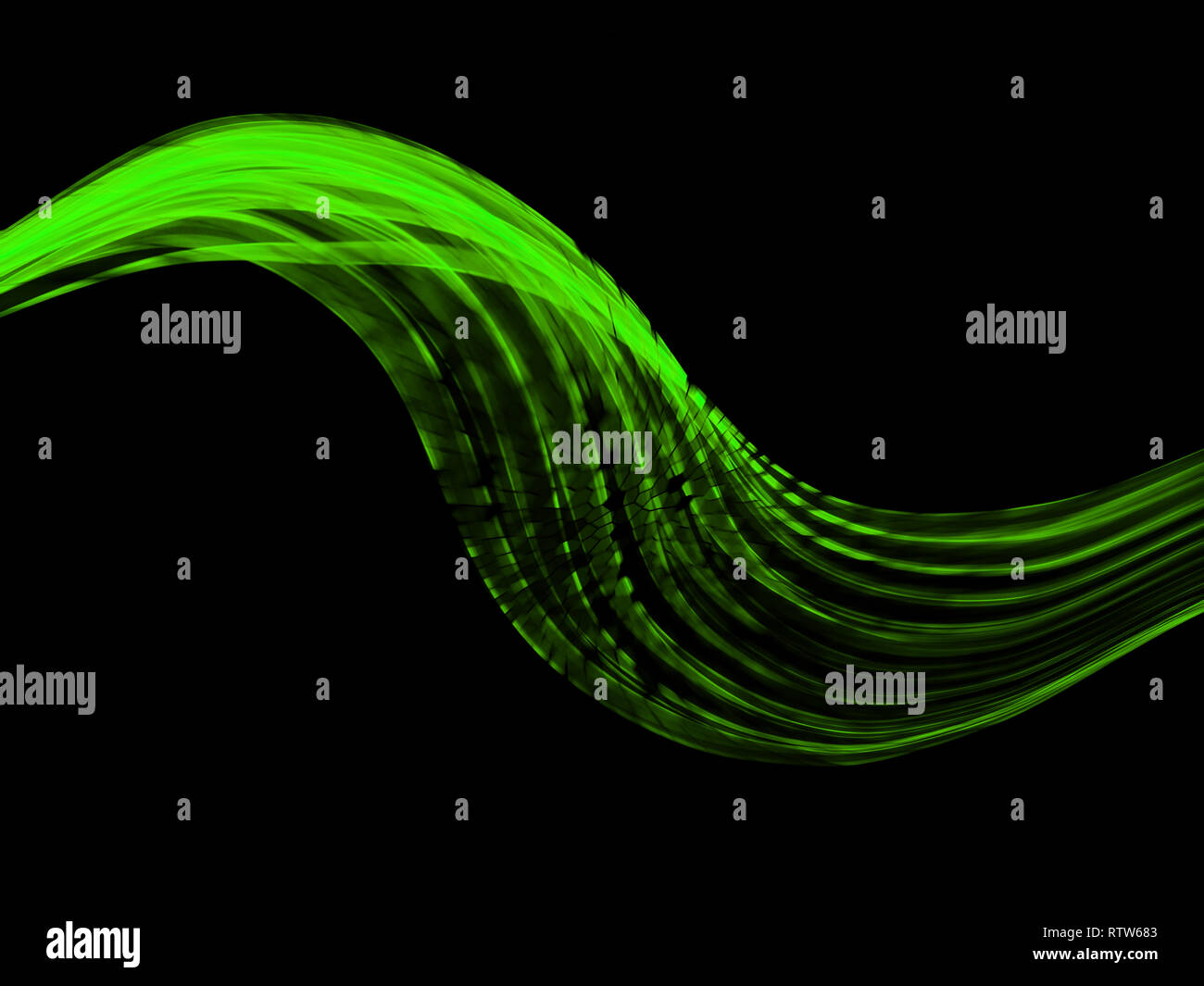 abstract Eco fresh green smoke flame helix isilated over black ...