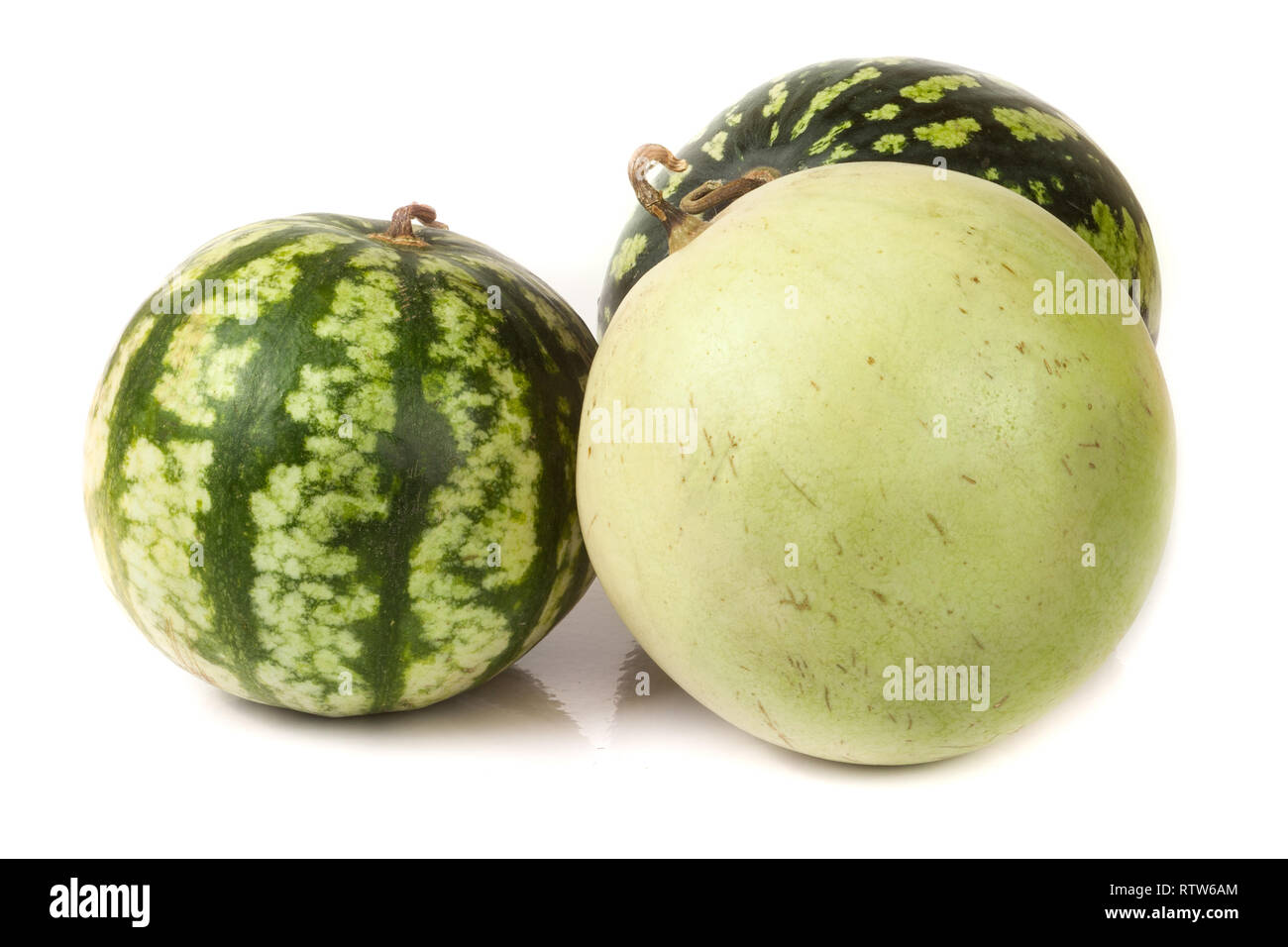 three watermelon isolated on white background closeup Stock Photo - Alamy