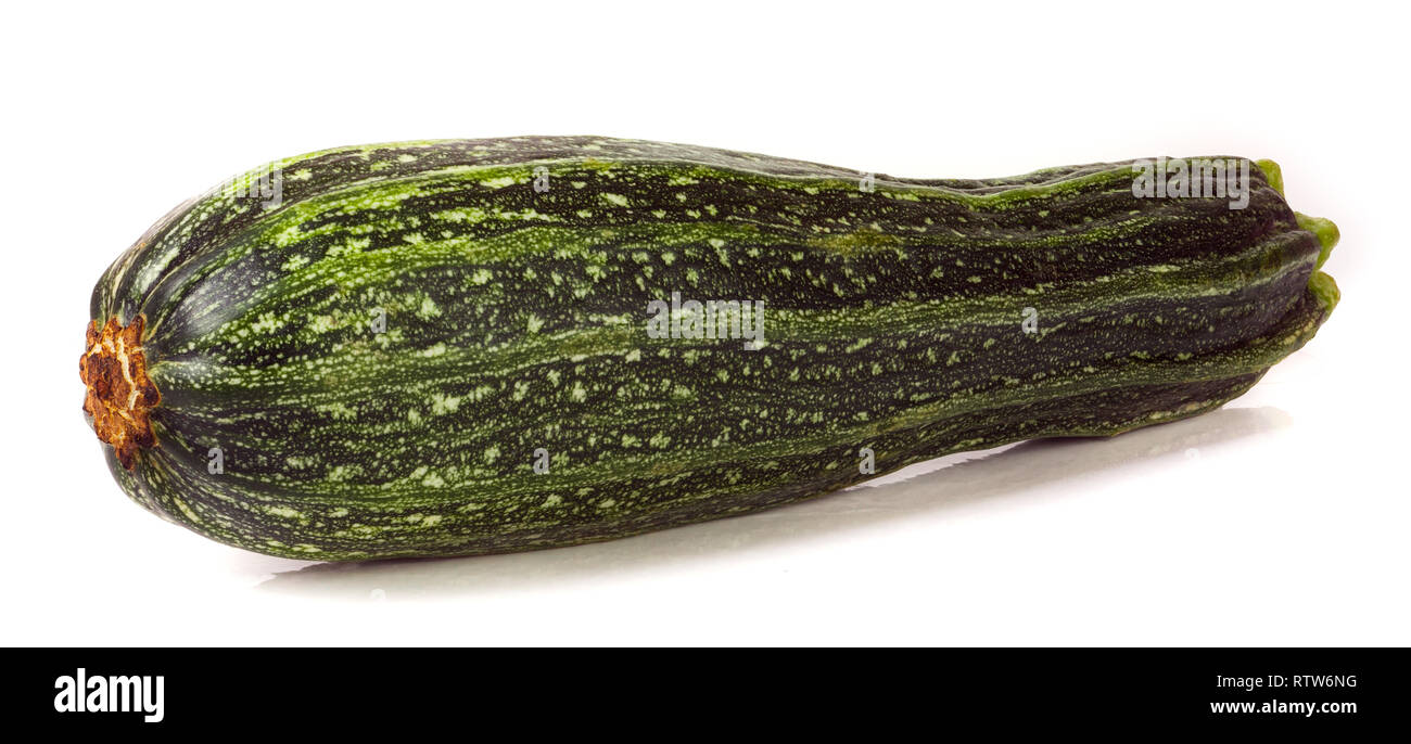 One green zucchini isolated on white background Stock Photo - Alamy