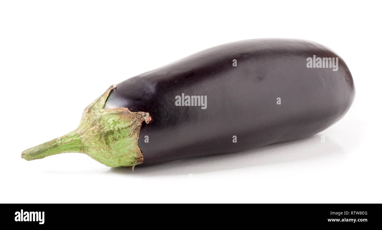 one eggplant isolated on white background macro Stock Photo - Alamy
