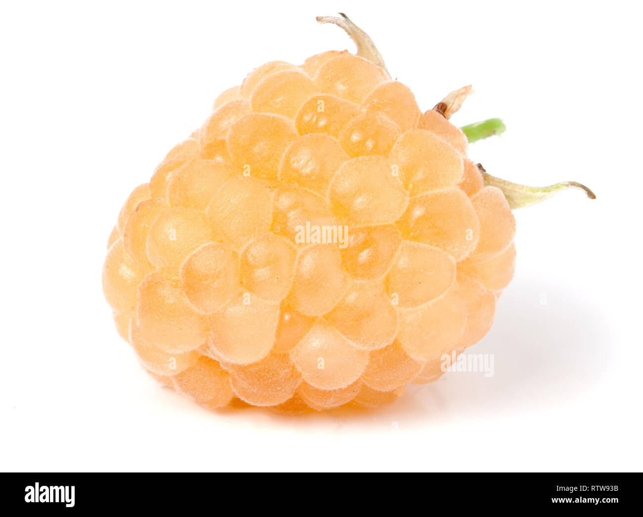 one yellow raspberries isolated on white background macro Stock Photo ...