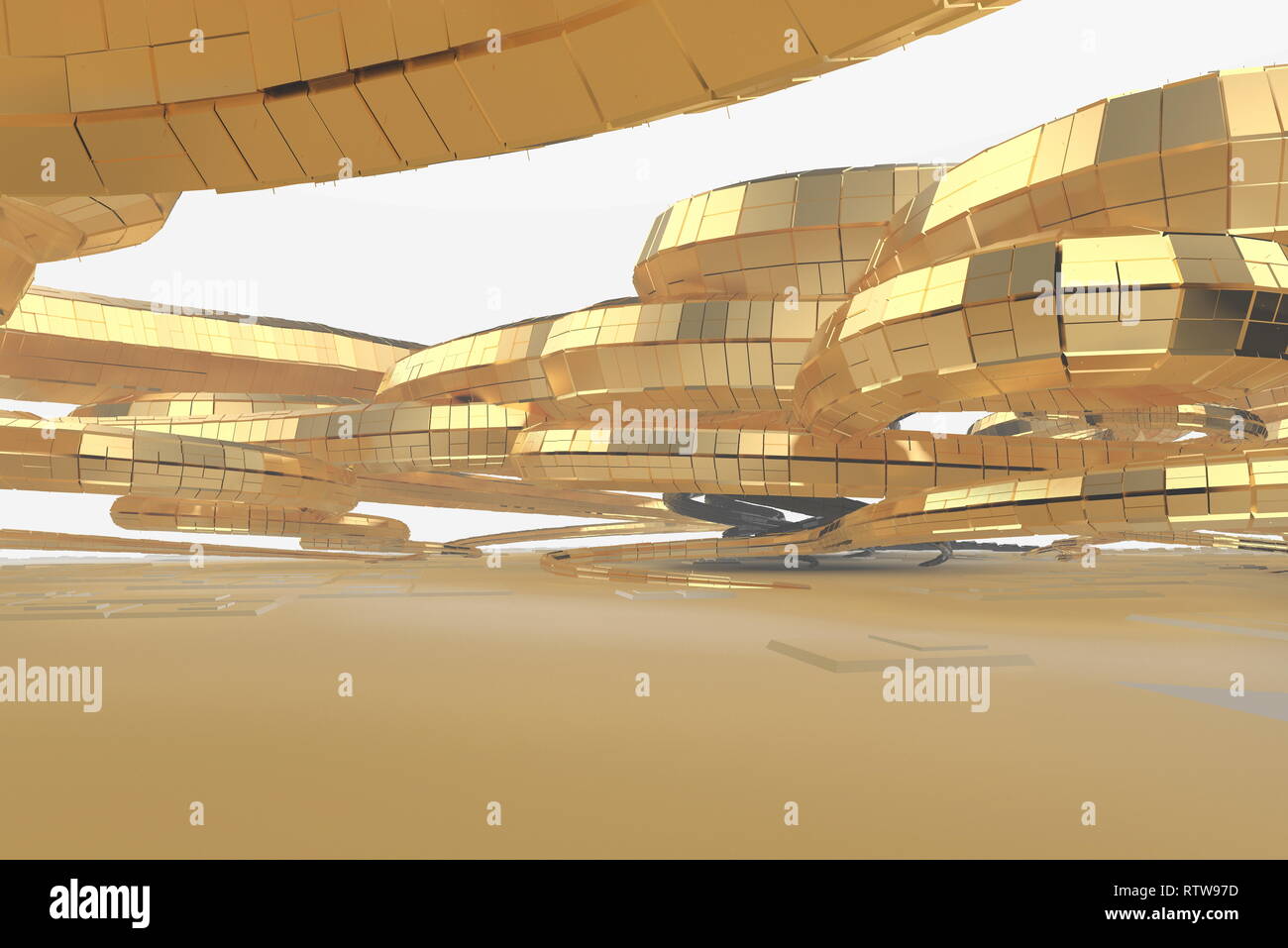 Abstract modern future architecture contains strange-shaped buildings ...