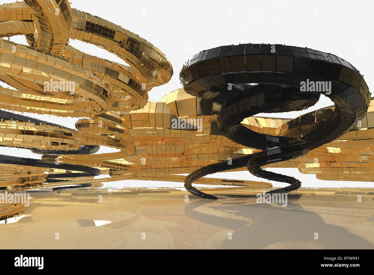 Abstract modern future architecture contains strange-shaped buildings ...