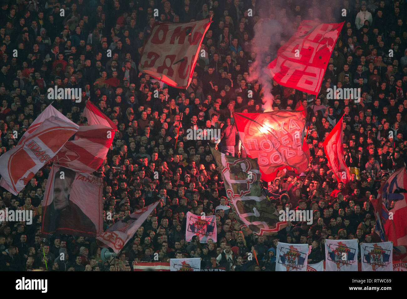 Red star belgrade fans light hi-res stock photography and images - Alamy