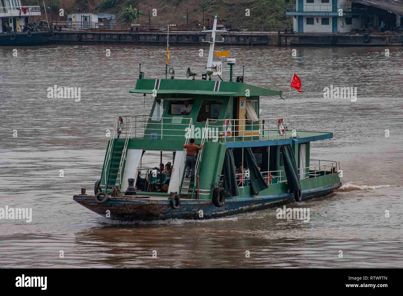 Sichuan, China. 22nd Oct, 2006. Ferries are a common form of transport ...