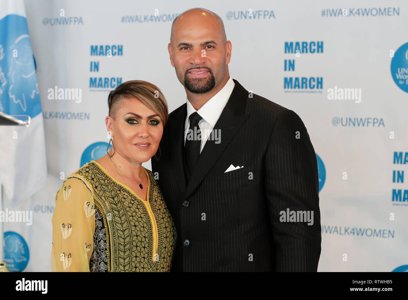United Nations, New York, USA, March 01, 2019 - Angels super star Albert Pujols and Wife Deidre ...