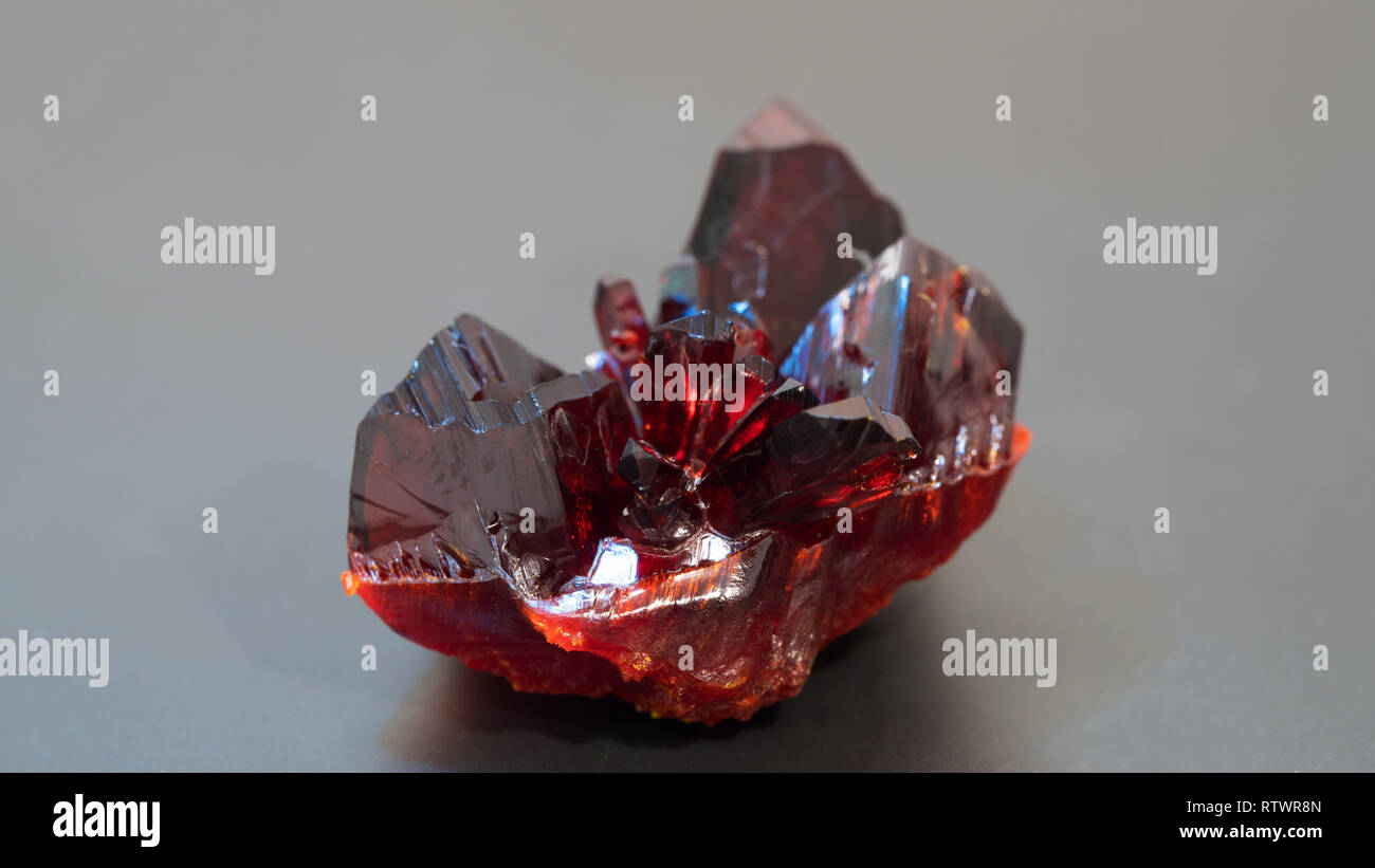 Natural raw red crystal. Natural red precious mineral stone Stock Photo ...