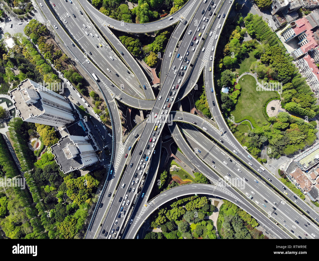 Aerial view of shanghai highway hi-res stock photography and images - Alamy