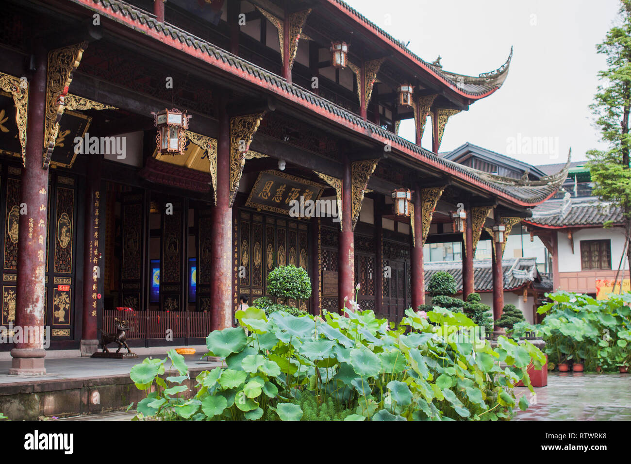 Chinese Style Architecture in Chengdu with Wooden Structures. Pavilion ...