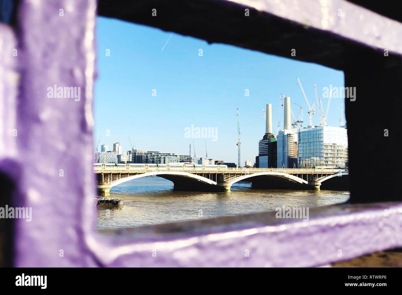 Battersea Power station and Chelsea Bridge in London, UK Stock Photo ...
