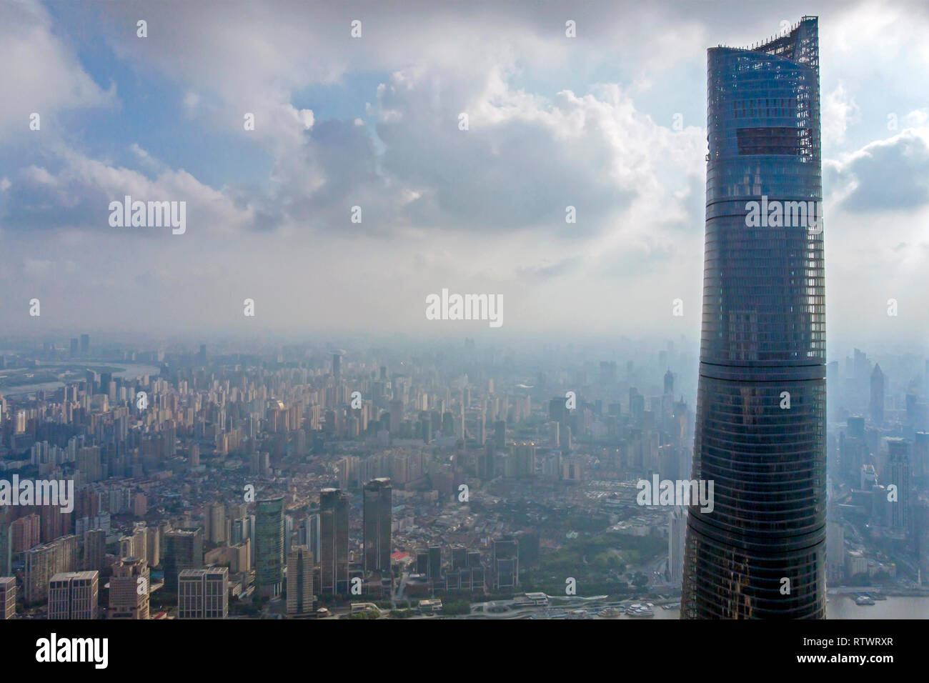 CHINA, SHANGHAI - AUGUST 4, 2018. View to Top of Shanghai Tower and ...