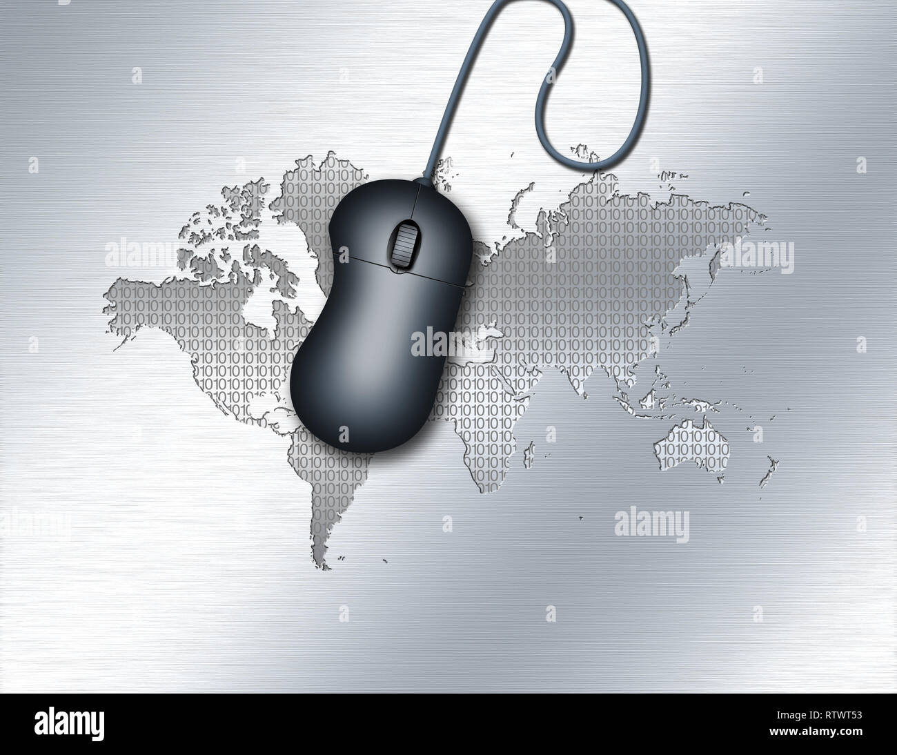Computer mouse. World map background Stock Photo - Alamy