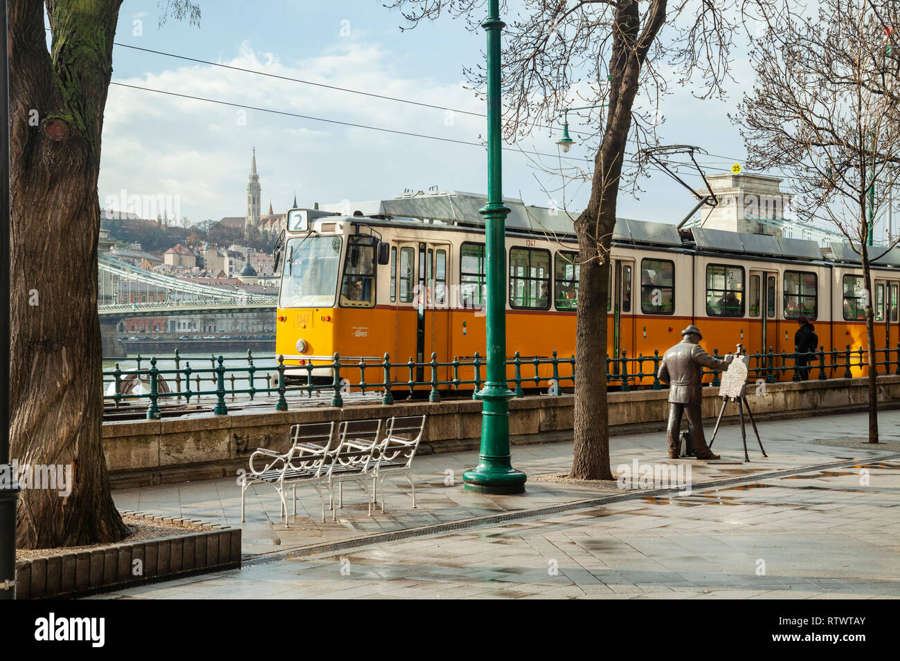 Traditional yellow tram in Budapest, Hungary Stock Photo - Alamy