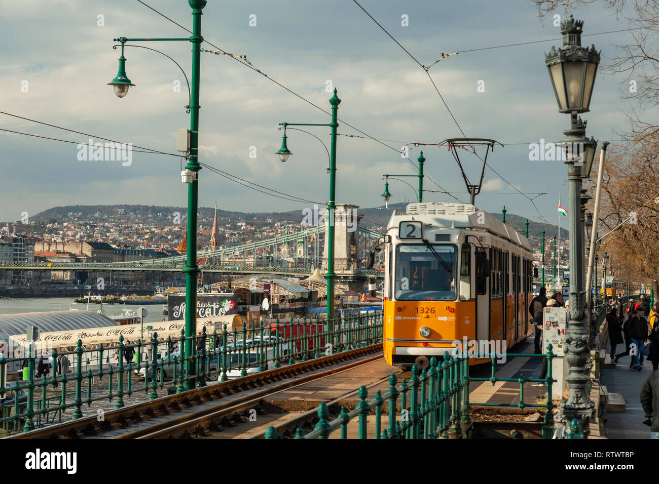 Traditional yellow tram in Budapest, Hungary Stock Photo - Alamy