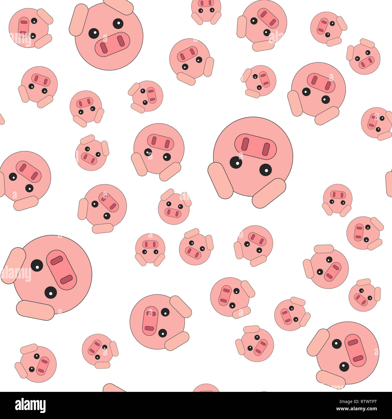 Seamless pattern of pig head. illustration in cartoon style Stock Photo ...