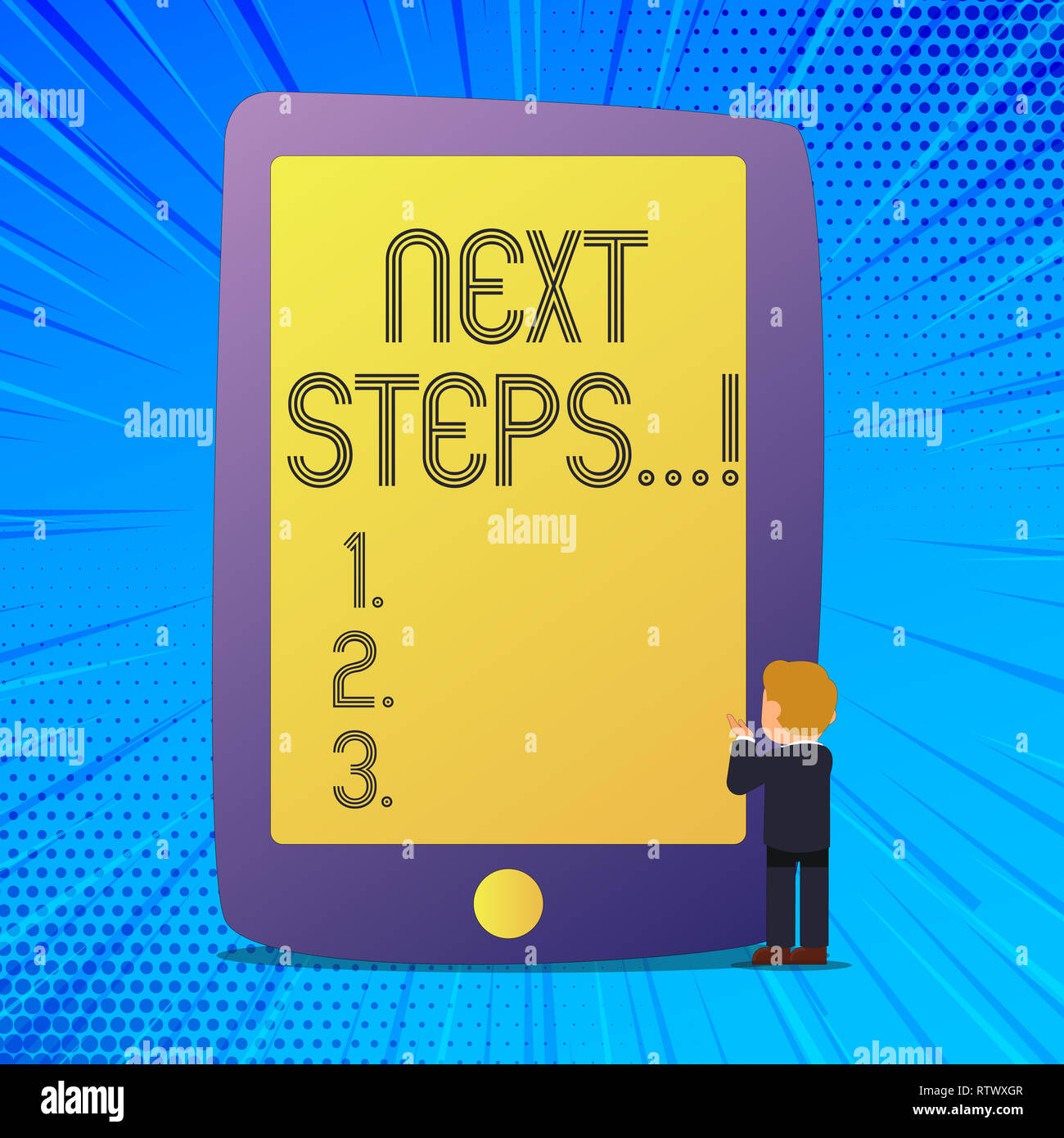 Writing note showing Next Steps. Business photo showcasing Following ...