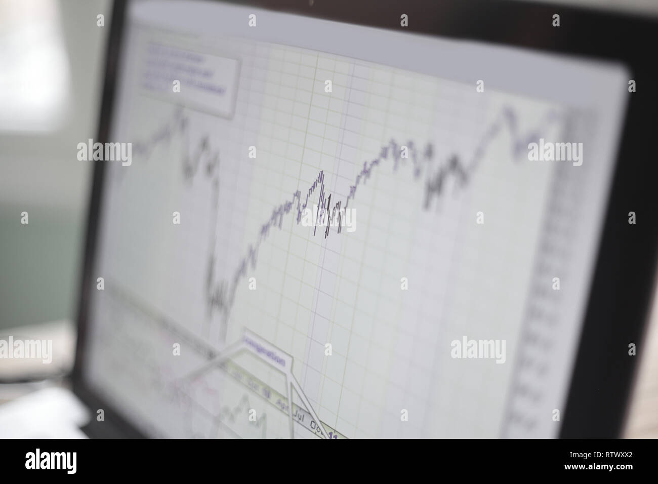financial chart on a light blurred background .business concept Stock ...