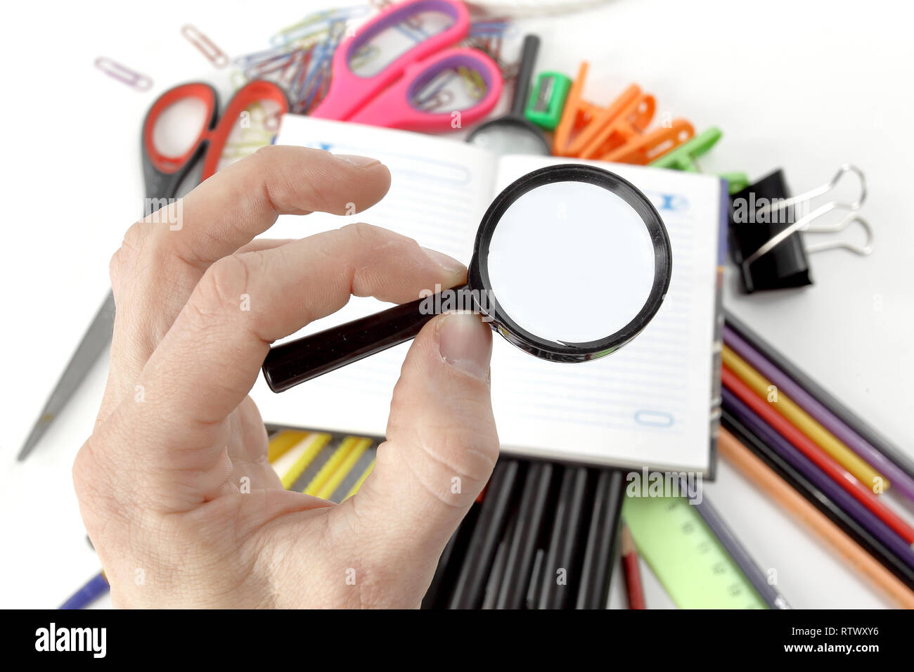 Magnifying glass over copy hi-res stock photography and images - Alamy