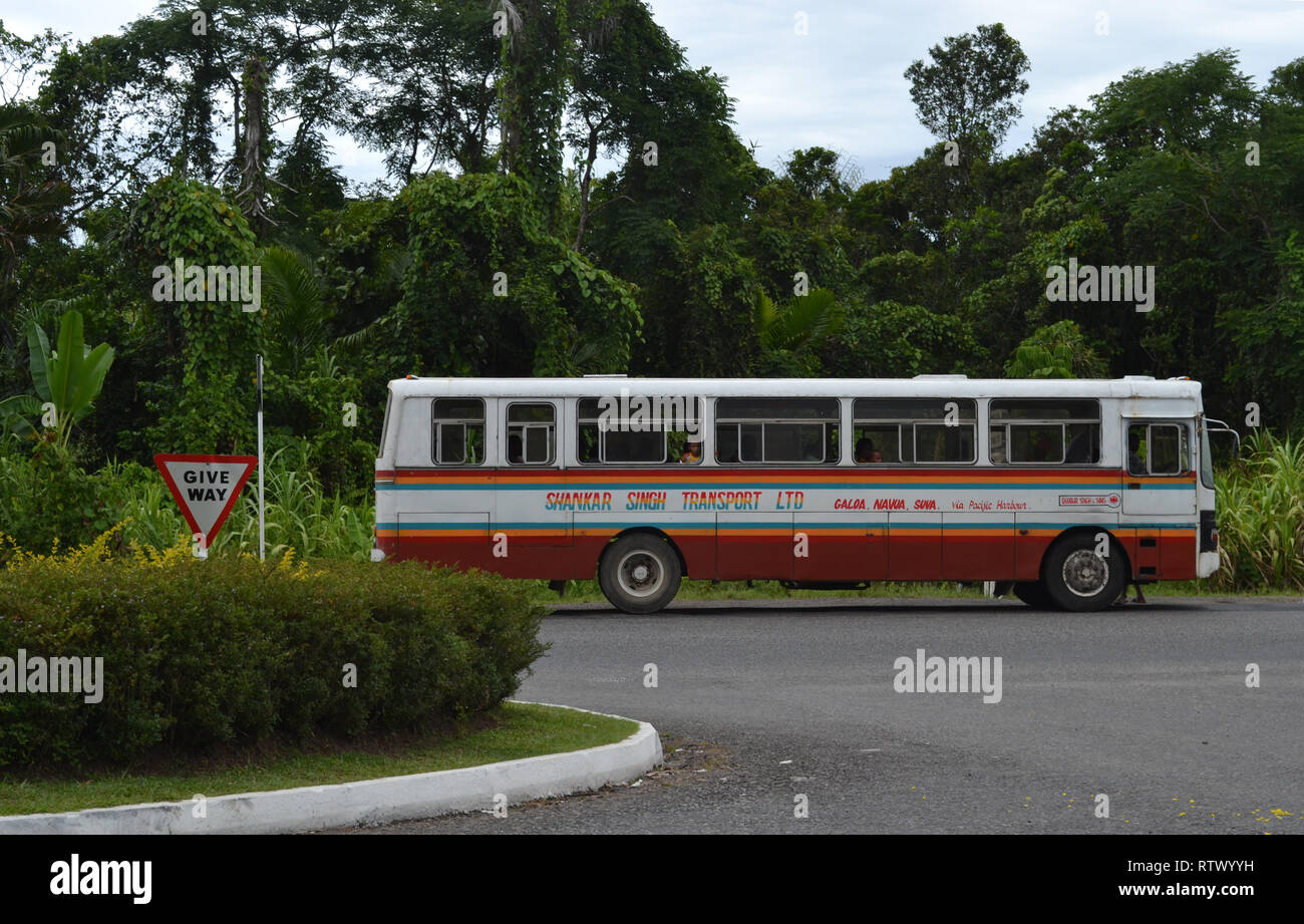 Typical Fijian bus on the road, Viti Levu, Fiji Stock Photo - Alamy